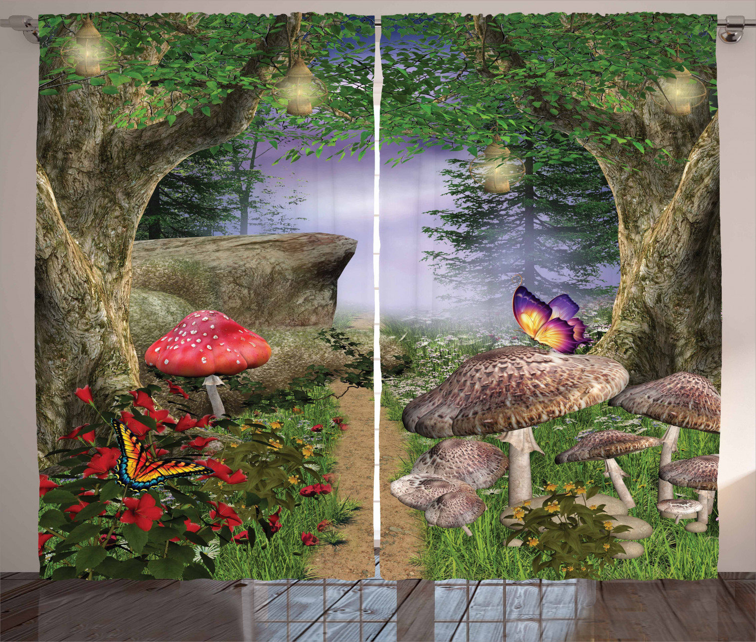 East Urban Home Mushroom Semi-Sheer Rod Pocket Curtain Panels | Wayfair