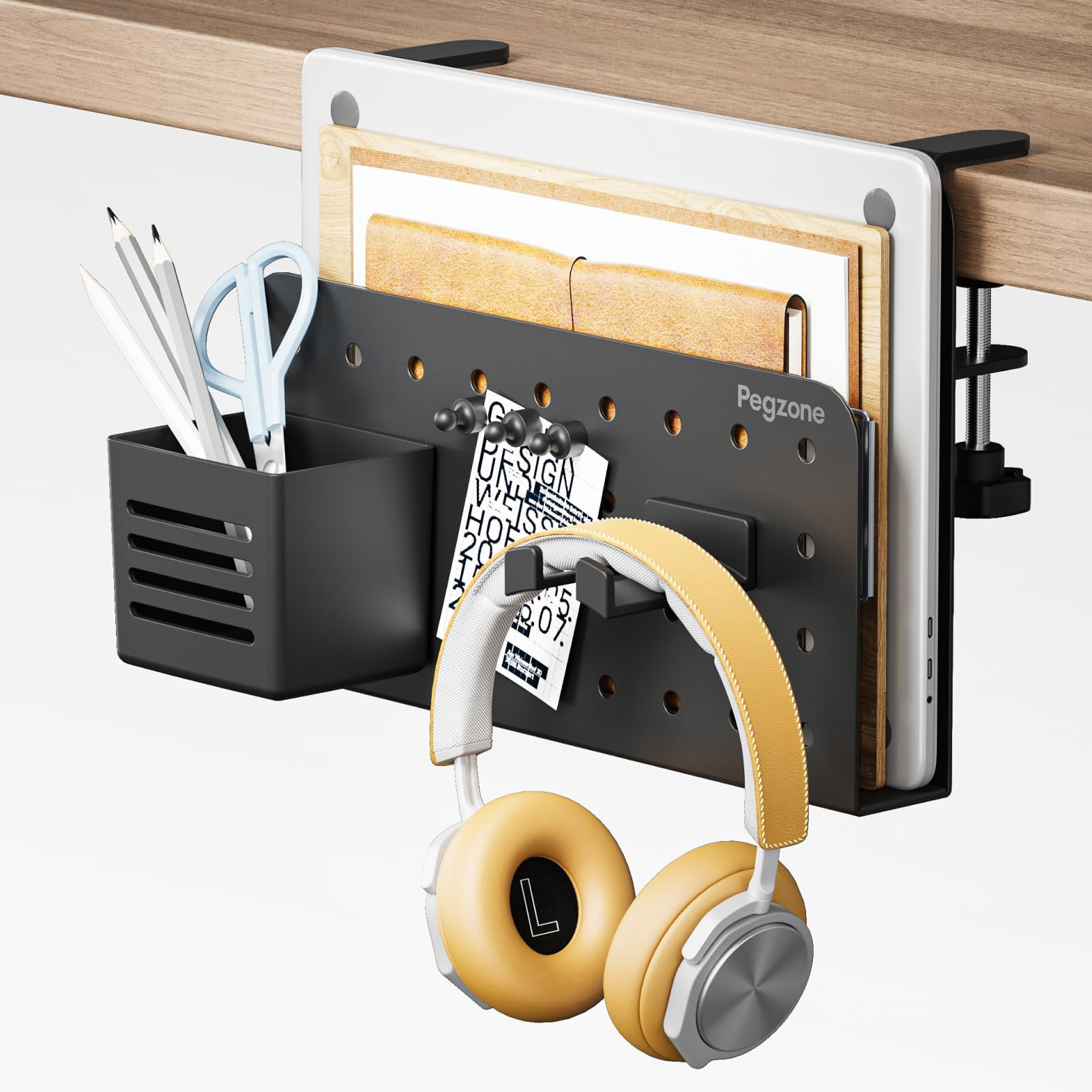 Inbox Zero Desk Side Storage Organizer, No Drill Under Desk Laptop ...