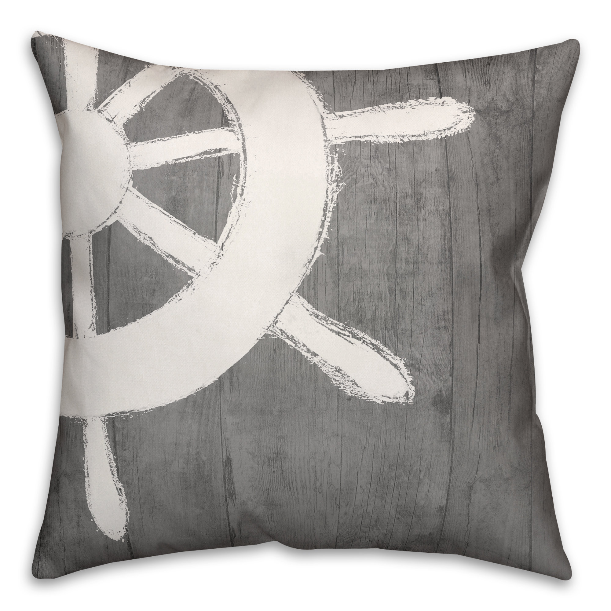 Designs Direct Creative Group Woodgrain Captian's Wheel Throw Pillow ...