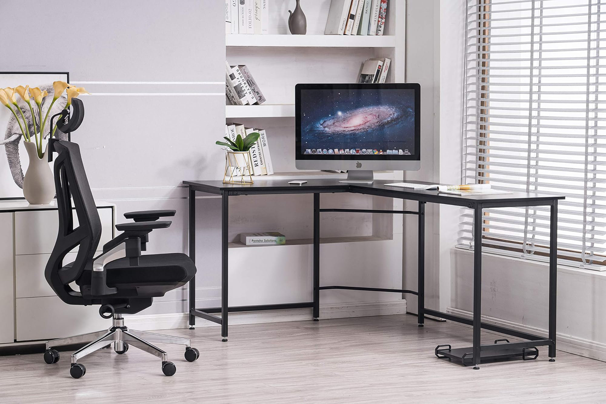 Inbox Zero Computer L-Shaped Desk Corner Gaming Desk with Drawers ...