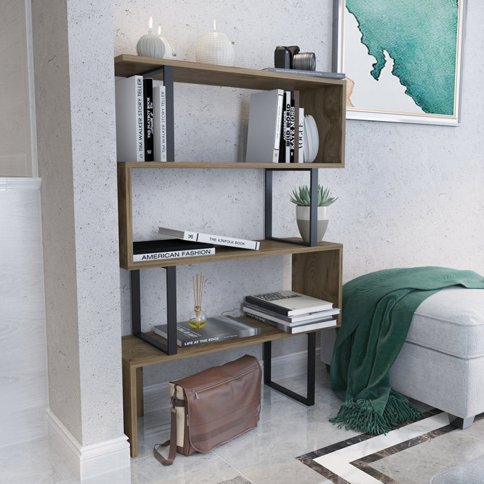 Wrought Studio Malveaux Geometric Bookcase & Reviews | Wayfair