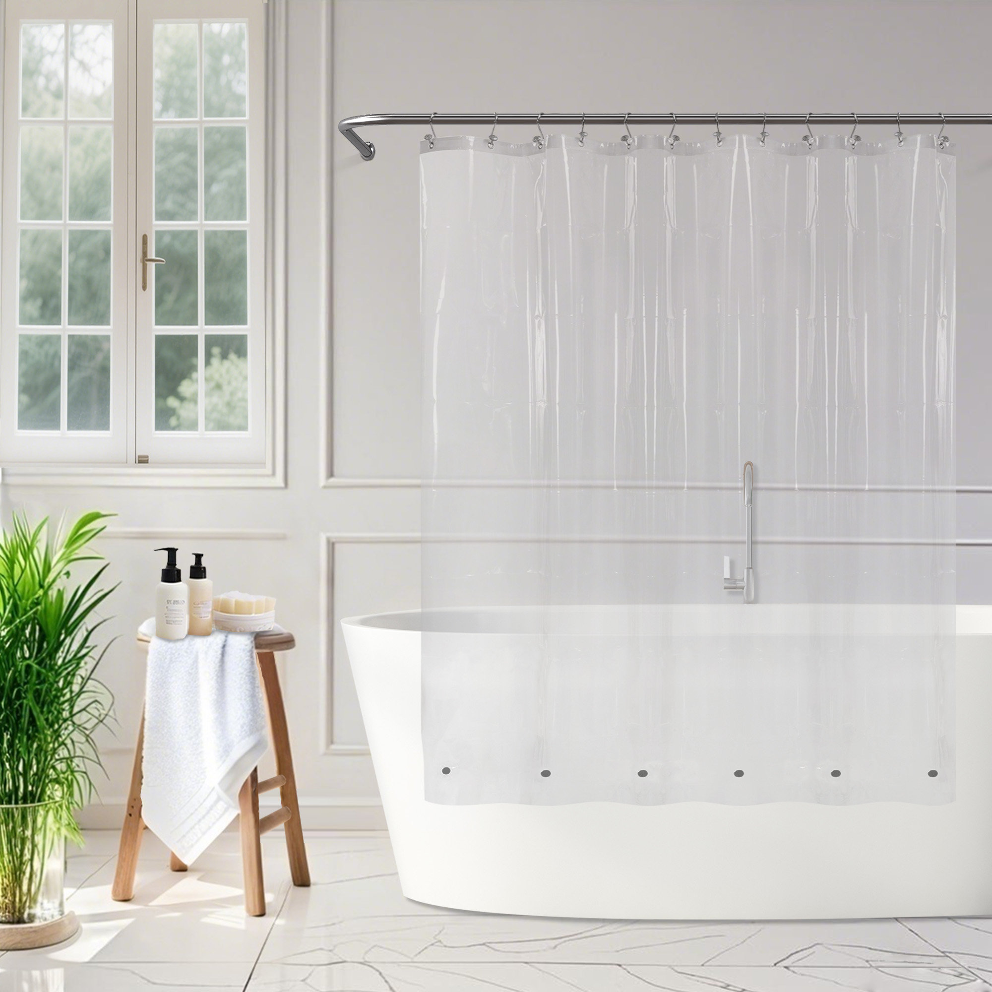 Latitude Run® 8G PEVA Solid Color Single Waterproof Shower Curtain ...