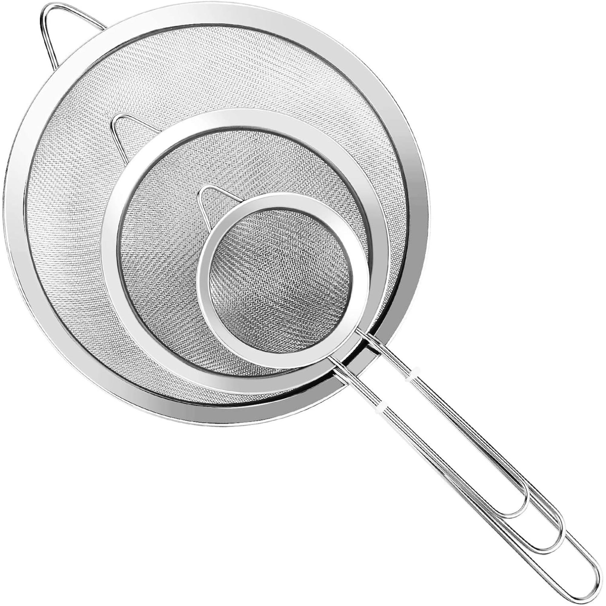 Textiles Hub 3Pcs Super Wire Fine Mesh Strainer With Handle, Size ...
