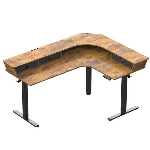 Brayden Studio 63"Height Adjustable L-Shaped Metal Base Standing Desk ...