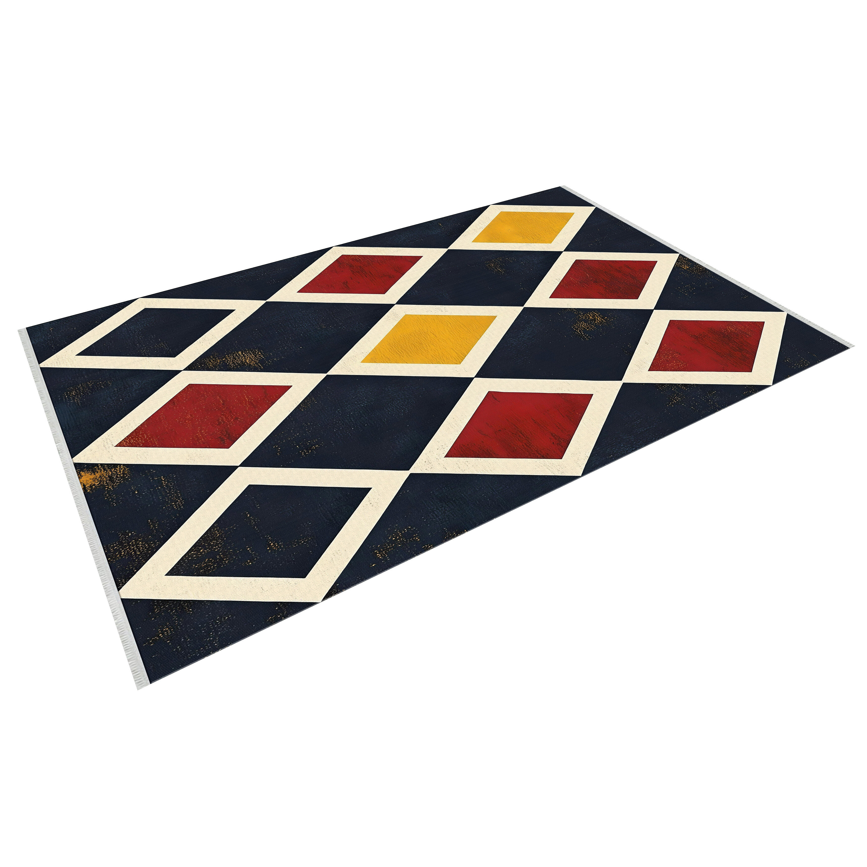 Lark Manor Geometric Diamond Rug - Red, Yellow, And Ivory - Bold ...