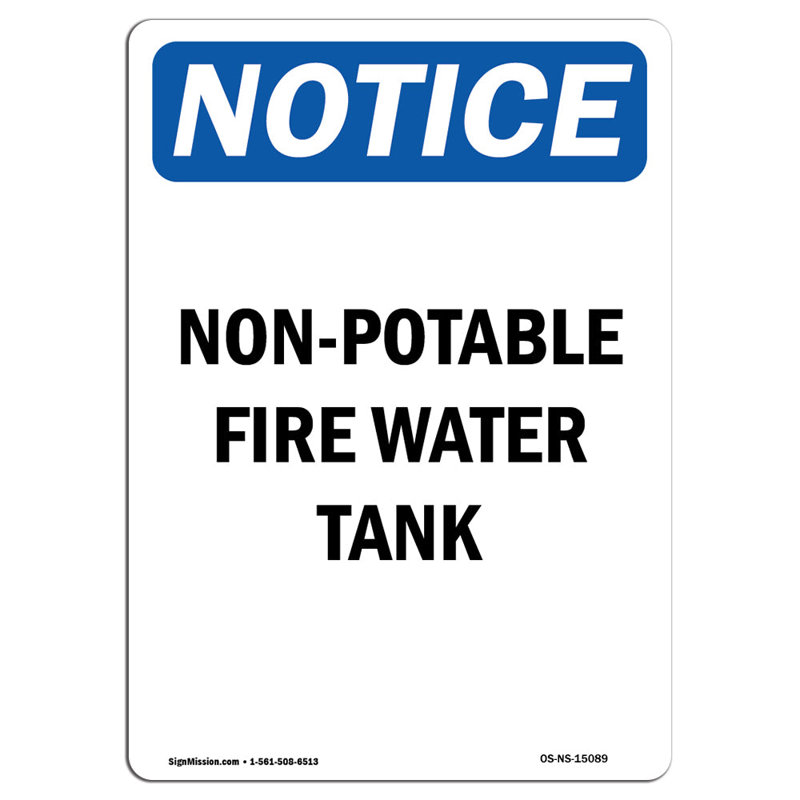 SignMission Non Potable Fire Water Tank Sign | Wayfair