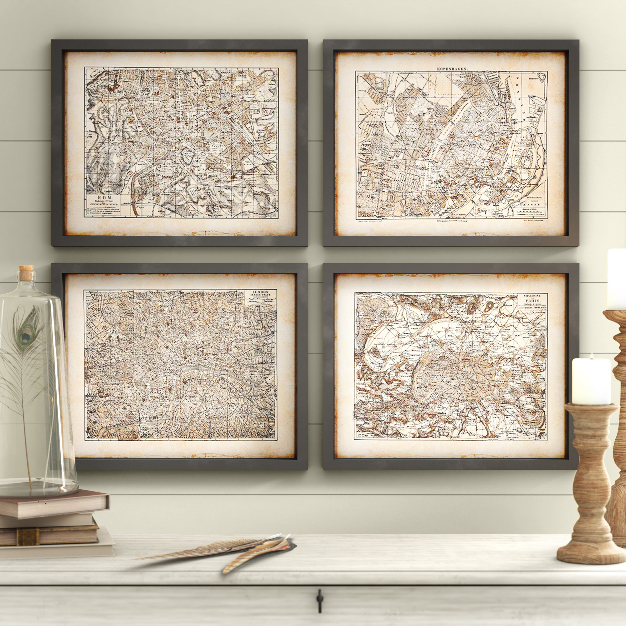 Trent Austin Design® 'Metropolis Map' - 4 Piece Picture Frame Graphic ...