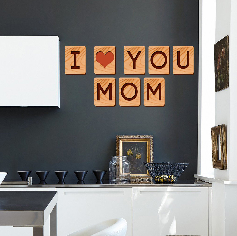 Latitude Run® Quote Wall Decal I Love Mom Wall Sticker Modern Wall Art ...