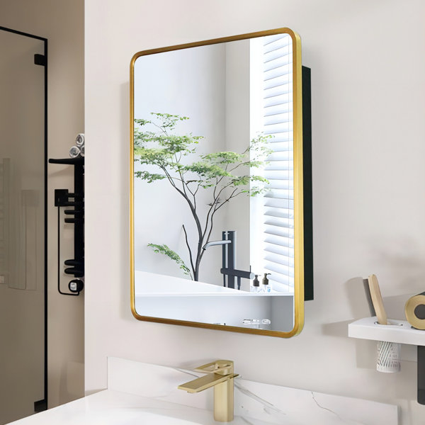 Mercer41 W H Wall Mounted Required Framed Medicine Cabinet Mirror 2 ...