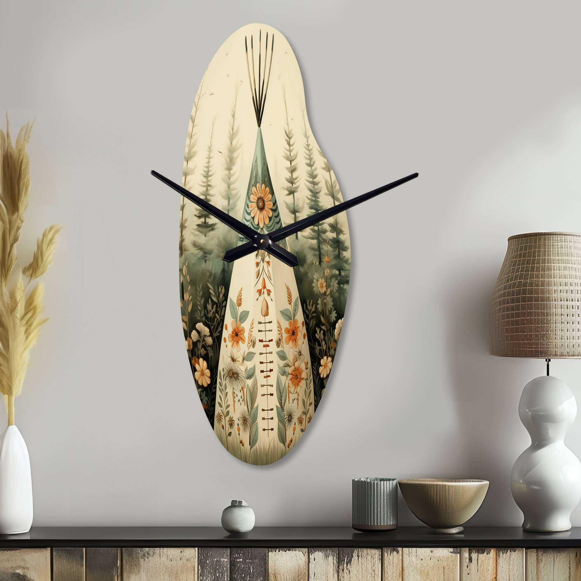 Design Art Beige Native Tipi Serenity In Nature - Curved Shape Native ...