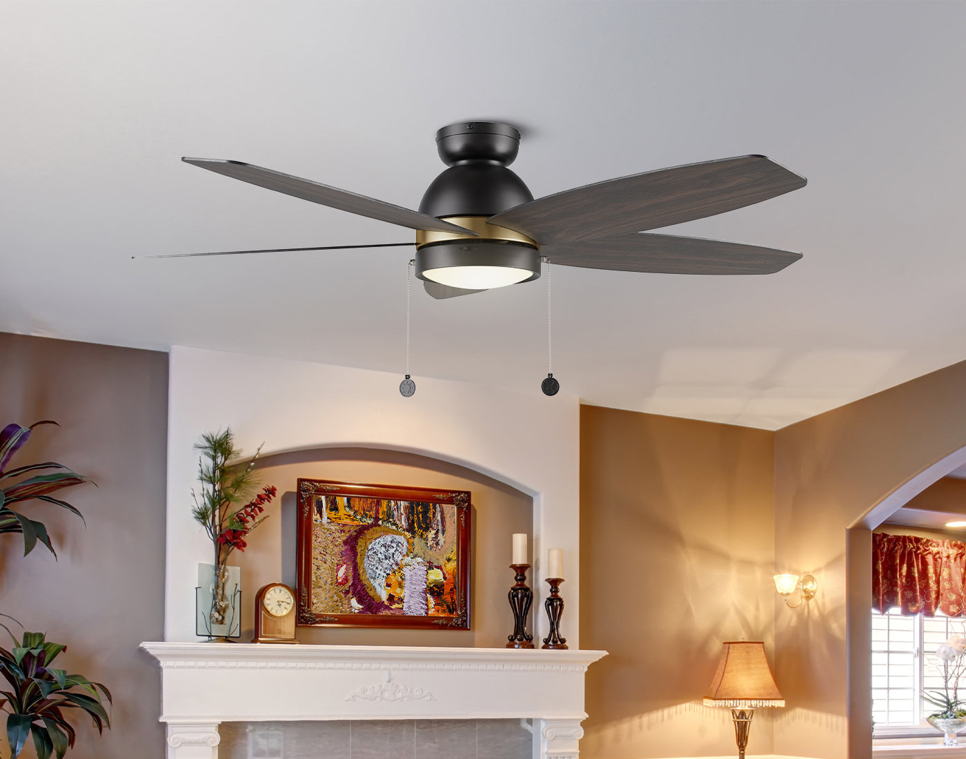 17 Stories 52" 5 - Blade LED Flush Mount Ceiling Fan with Pull Chain ...