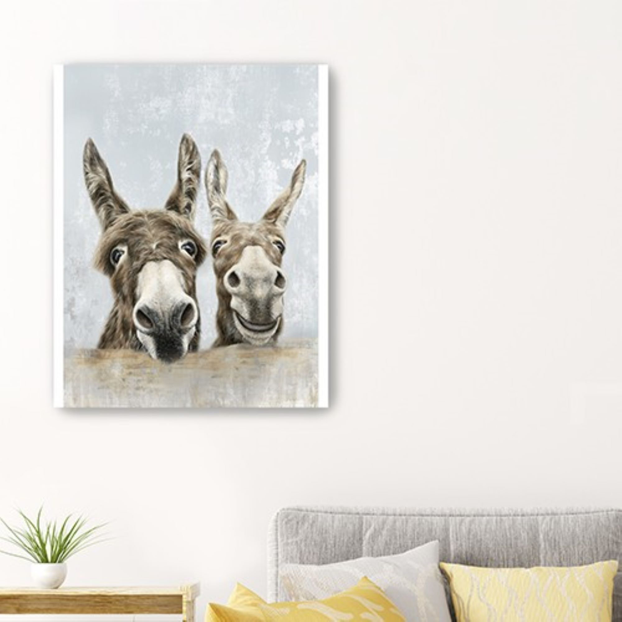 Rosalind Wheeler Cute Donkeys Canvas Unframed Print Wall Art | Wayfair