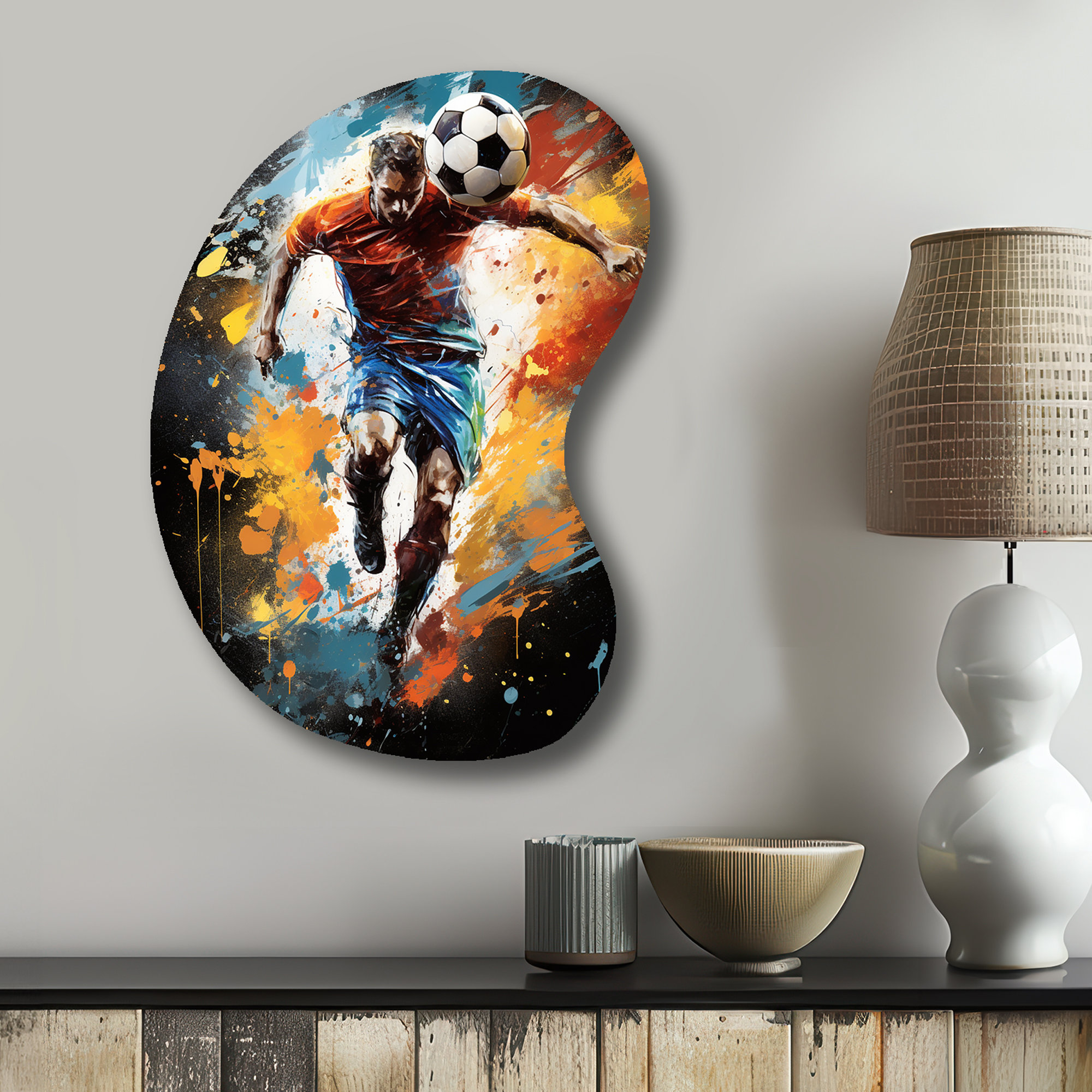 Lark Manor™ Abstract Soccer Portrait Fusion - Soccer Boom Shape Metal ...