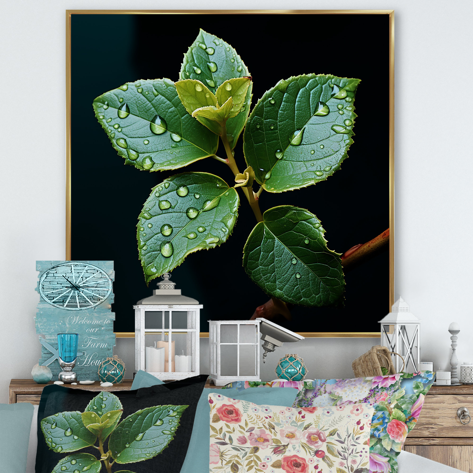 Ebern Designs Teal Tranquility Leaf Expression I | Wayfair
