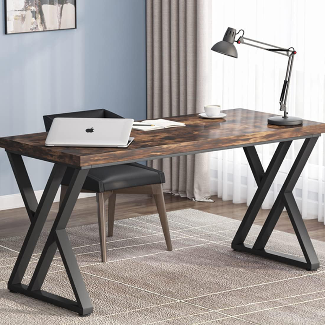 17 Stories Rustic Industrial Computer Desk, Writing Table With Spacious ...