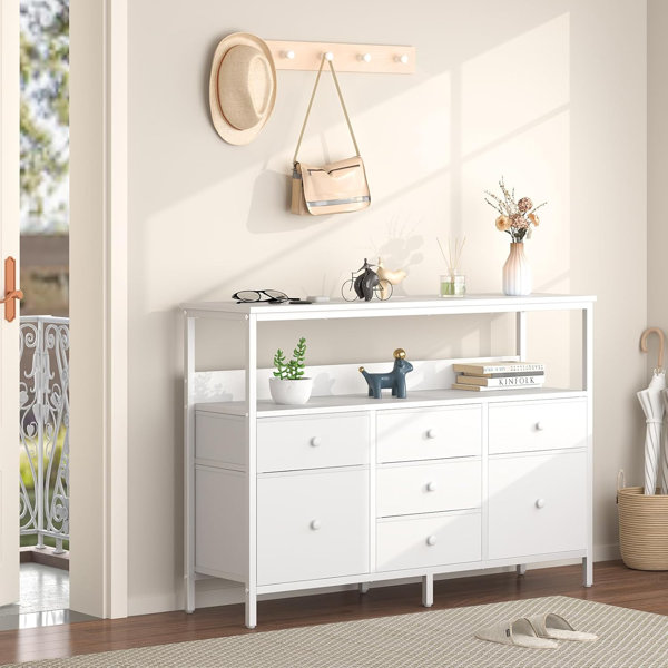 Wrought Studio™ Tv Stand Dresser For Bedroom, 7 Fabric Drawers ...