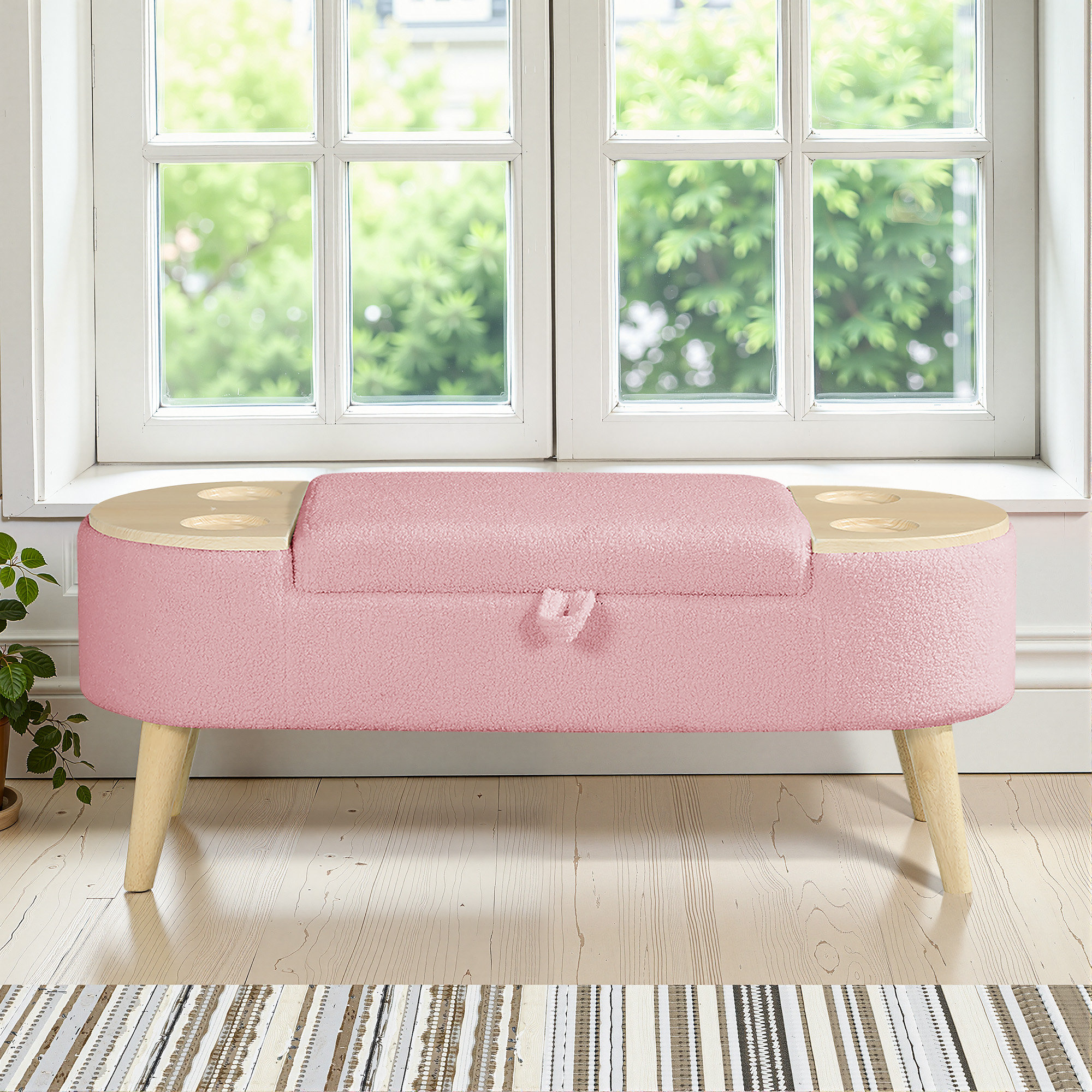Mercer41 Oval Storage Bench for Living Room, Entryway and Bedroom | Wayfair