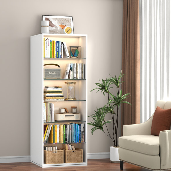 Ivy Bronx Cyntheia Rotating Bookshelf with LED Lights, 6 Tier Revolving ...