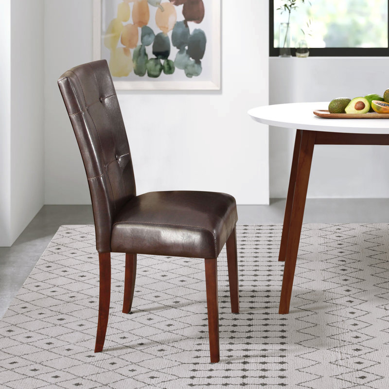 Wildon Home® Gaidouras Espresso and Walnut Tufted Back Parson Chairs ...