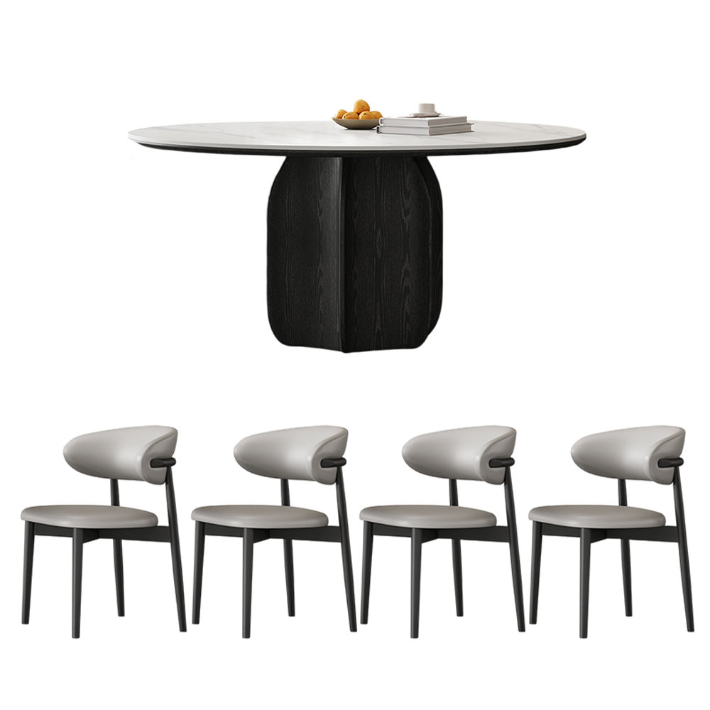 Elamer Modern minimalist round dining table set - Wayfair Canada
