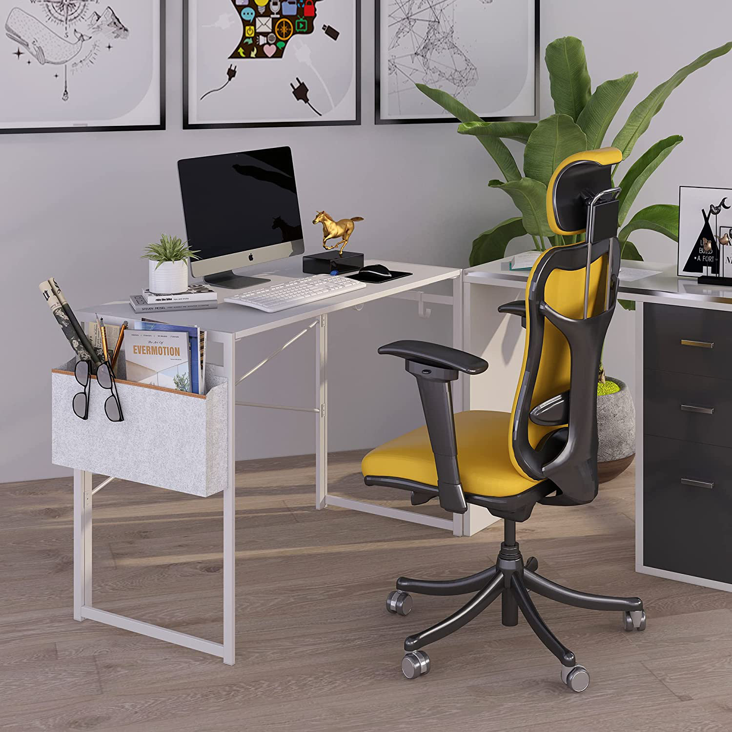 SANDILOOP 39.4" Small Folding Computer Desk With Storage Bag And Hook ...