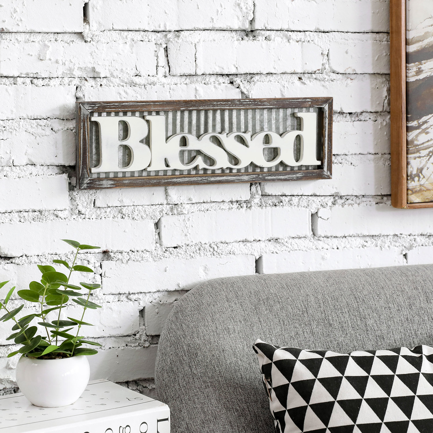 Gracie Oaks Blessed Vintage Wooden Wall Sign Décor & Reviews - Wayfair ...