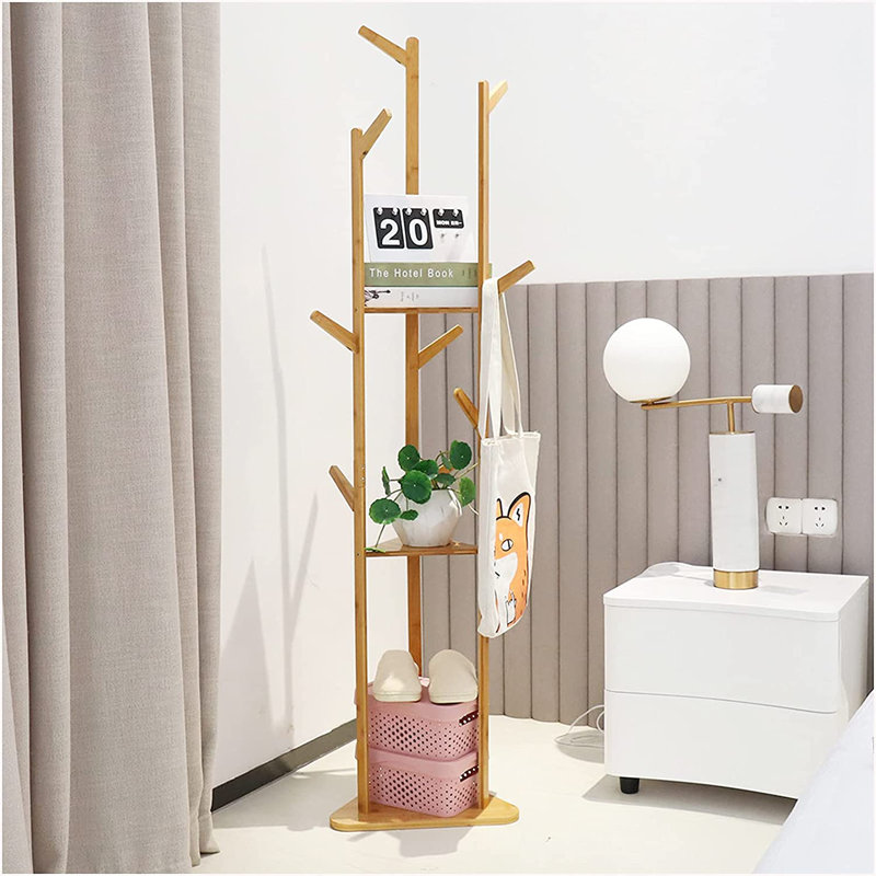Rebrilliant Fegley Solid Wood Freestanding 10 - Hook Coat Stand ...