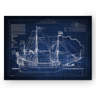 Wexford Home Vintage Sailing Ship Blue Sketch - Graphic Art Print on ...