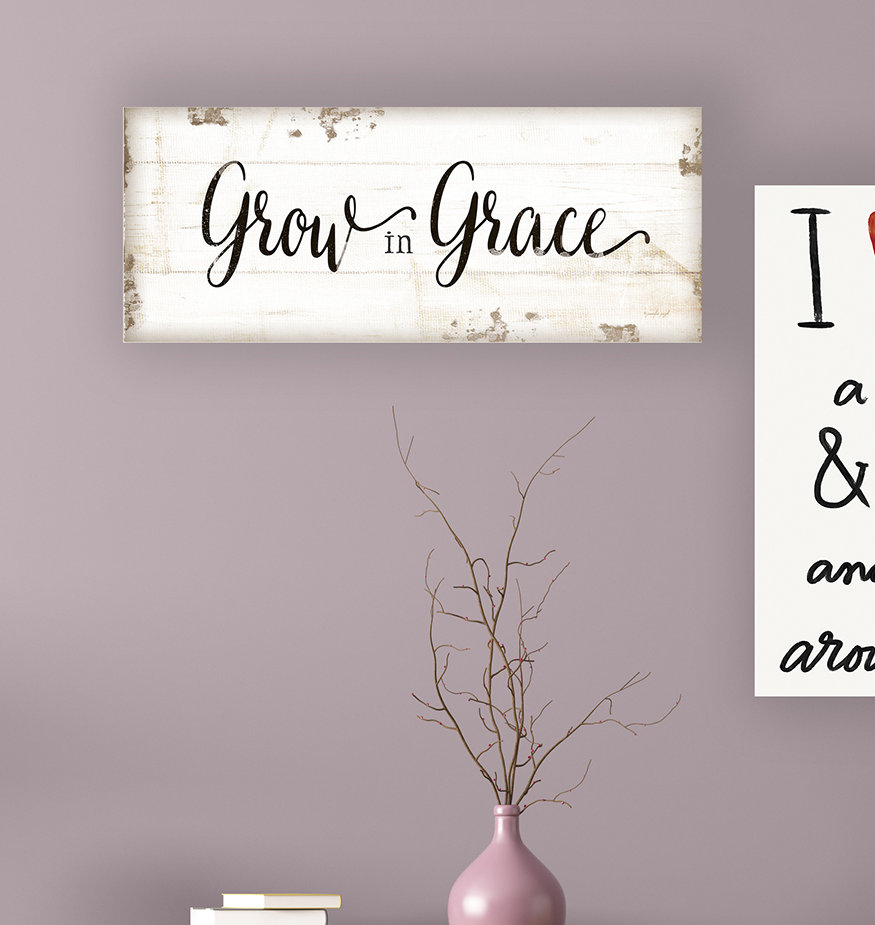 Gracie Oaks Grow In Grace Cursive Typography On Wood by Jennifer Pugh ...