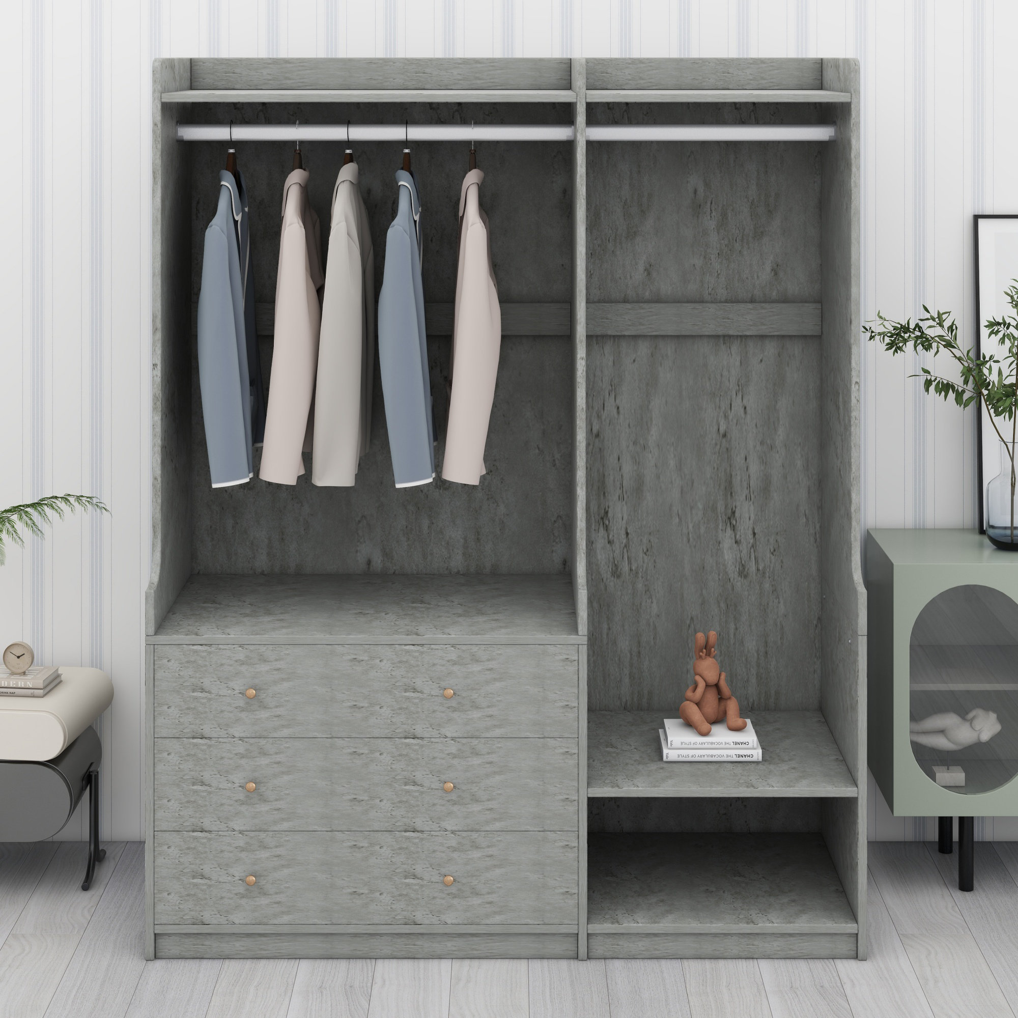 Bungalow Rose Open Wooden Wardrobe Storage For Bedroom - Wayfair Canada