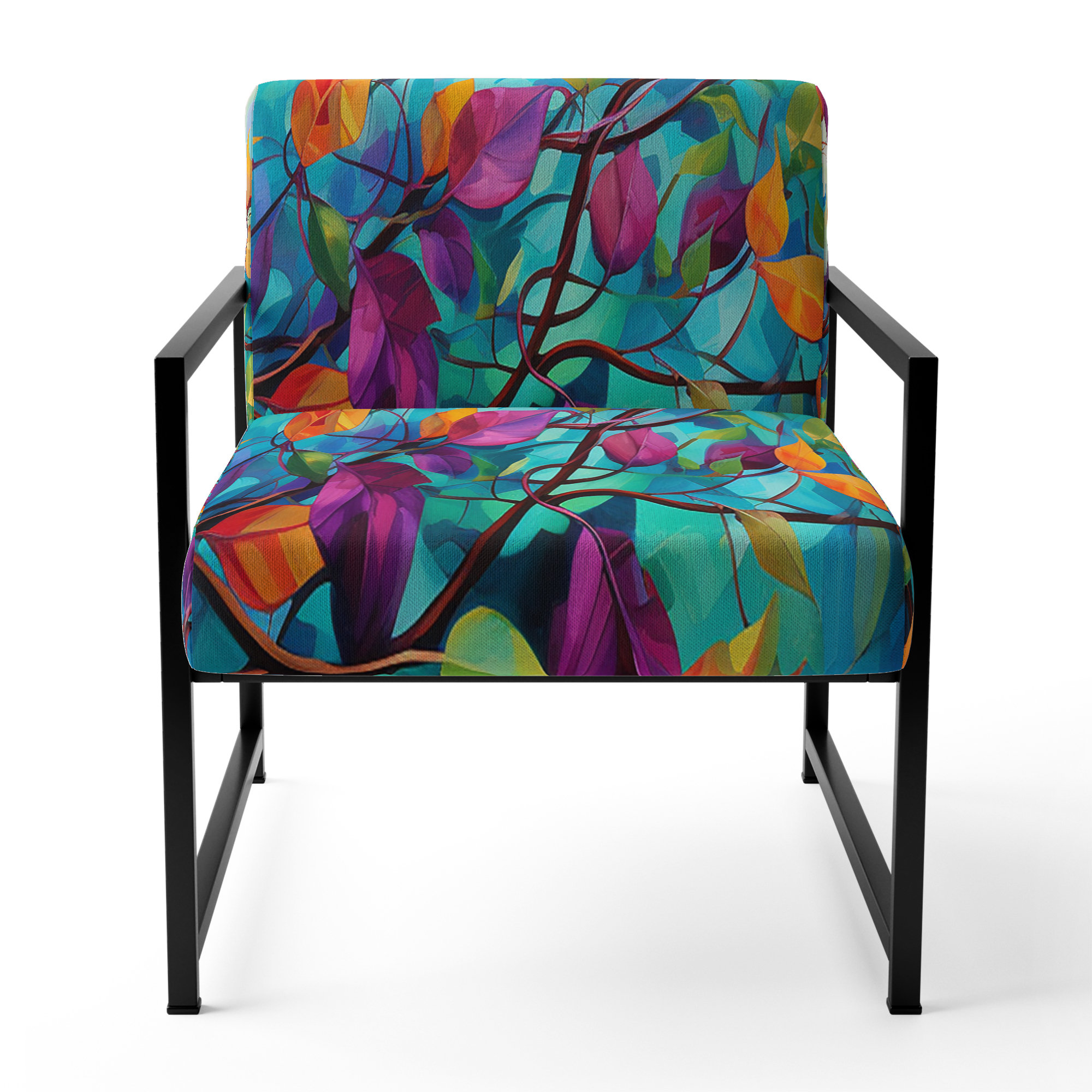 East Urban Home Vibrant Vines I - Upholstered Abstract Accent Side ...
