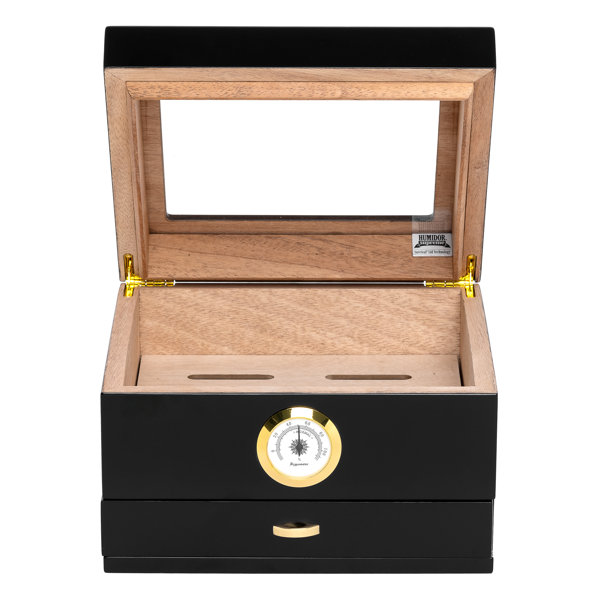 Latitude Run® Humidor Supreme Mini Capri Wood Cigar Humidor W/ Drawer ...