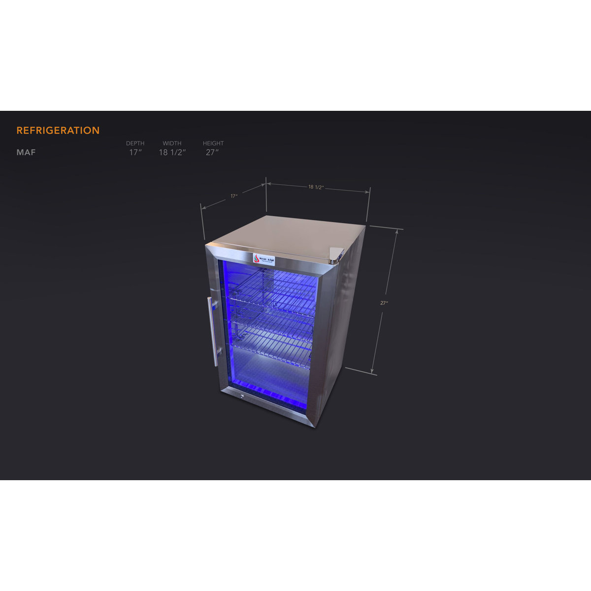 Mont Alpi MAF 2.7 Cubic Ft Stainless Steel Portable Outdoor Rated Glass ...