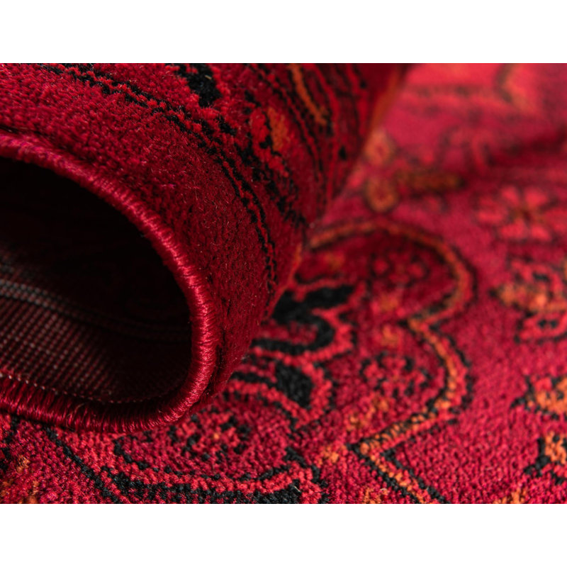 Lark Manor Amro Performance Deep Red Rug & Reviews | Wayfair