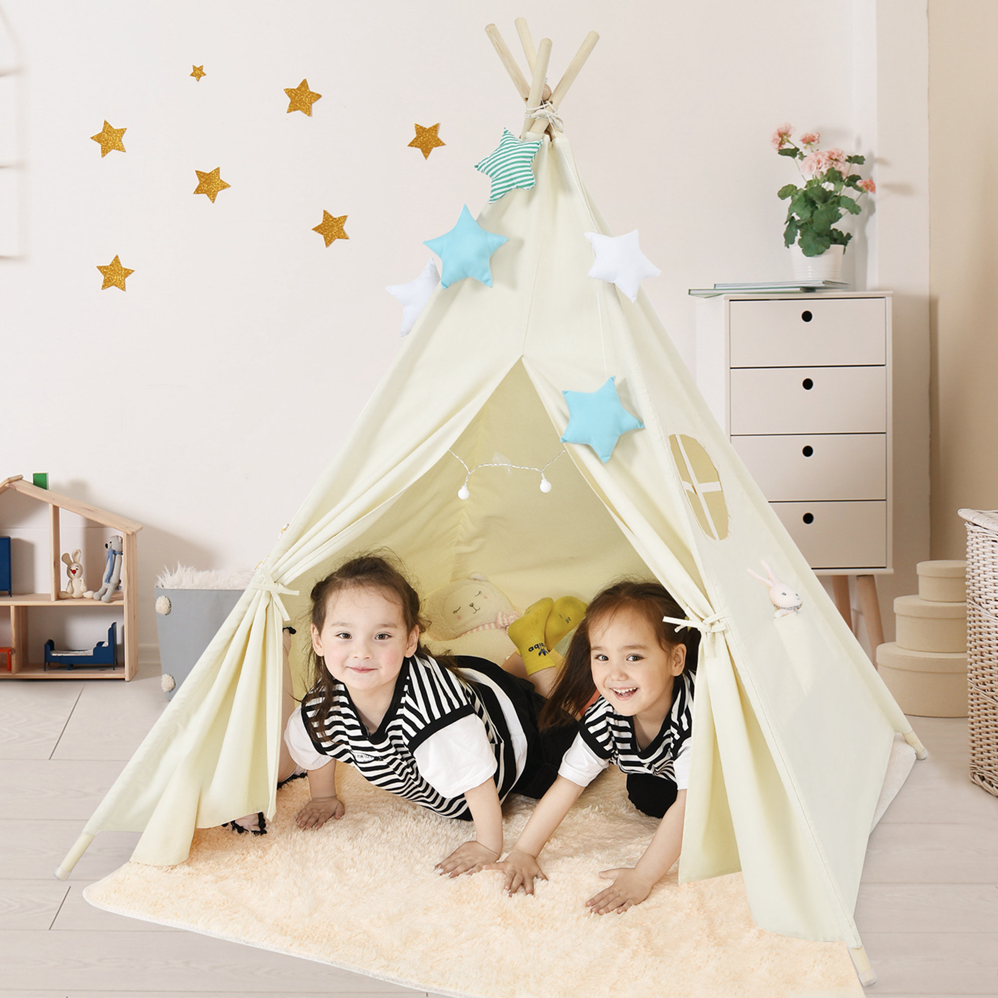 Costway Indoor / Outdoor Canvas Triangular Play Tent & Reviews ...