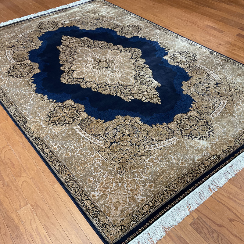 Bungalow Rose Kirman Design Silk Rug | Wayfair