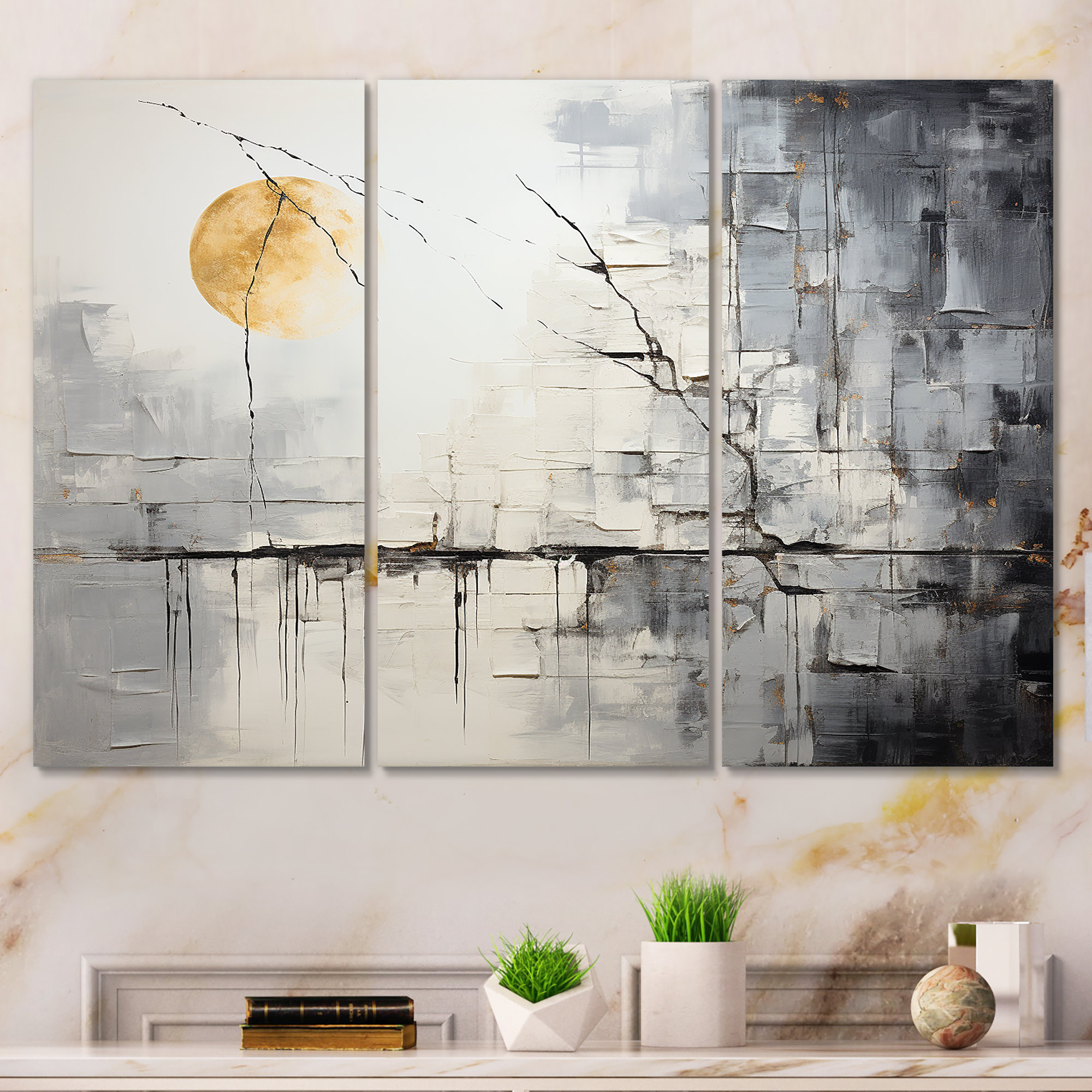 Latitude Run® Grey And White Stone River I - Abstract Wall Art Print ...