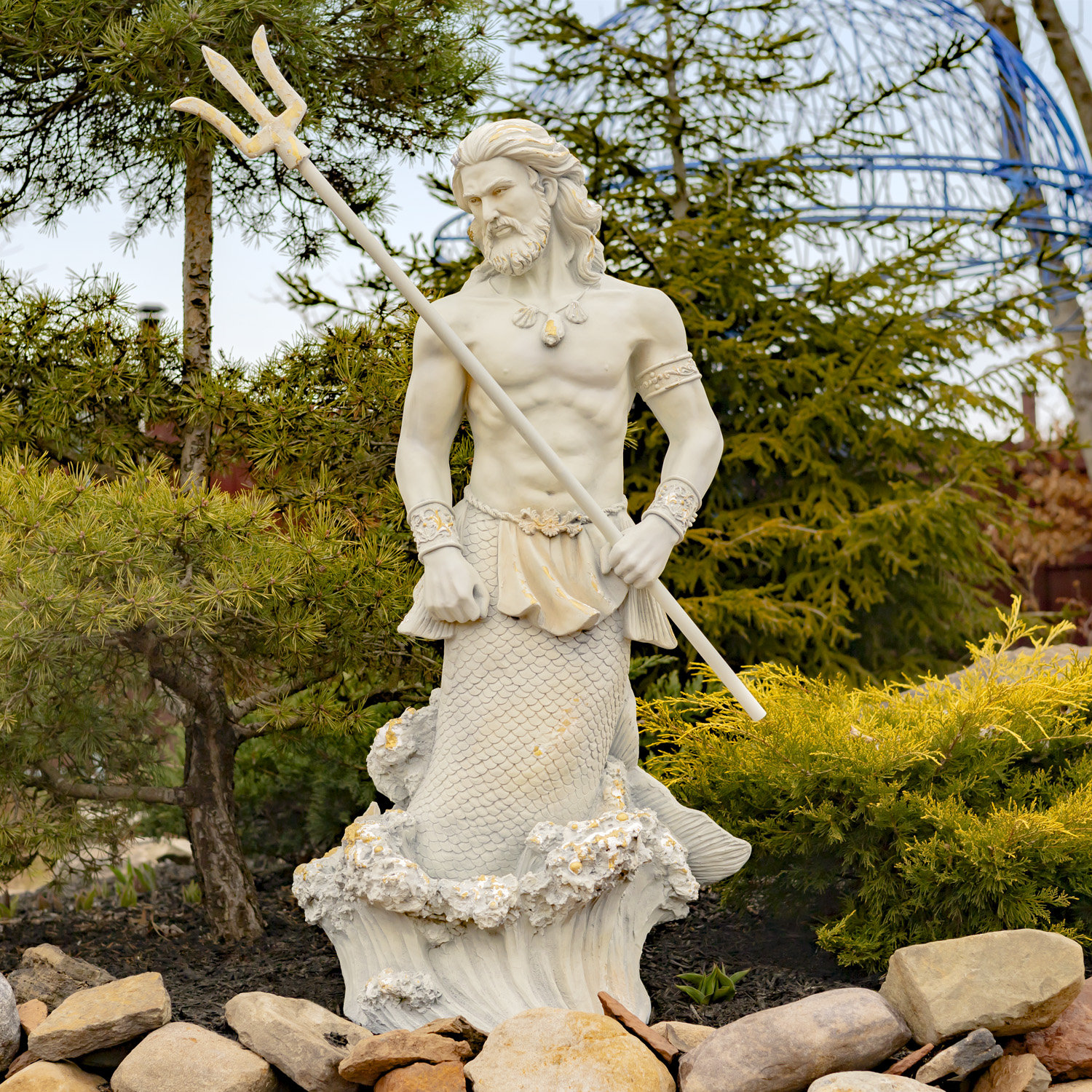 Trinx Elesio Nautical Magnesium Merman Garden Statue | Wayfair