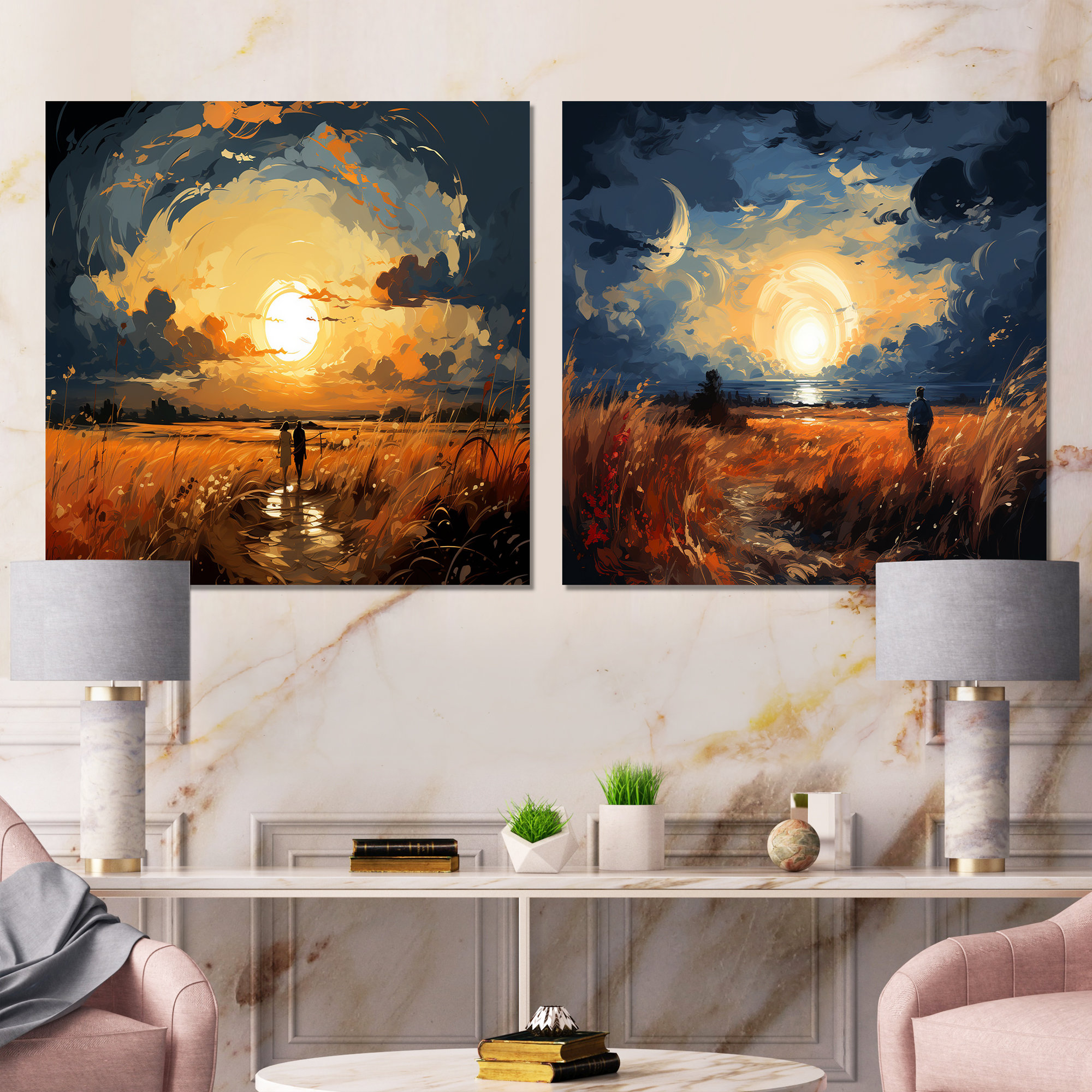 Design Art Wheatfield On A Summers Day Rural Farmland - Meadow Square ...