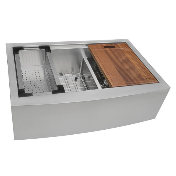 Ruvati Verona 33" L x 22" W Double Basin Farmhouse Kitchen Sink ...