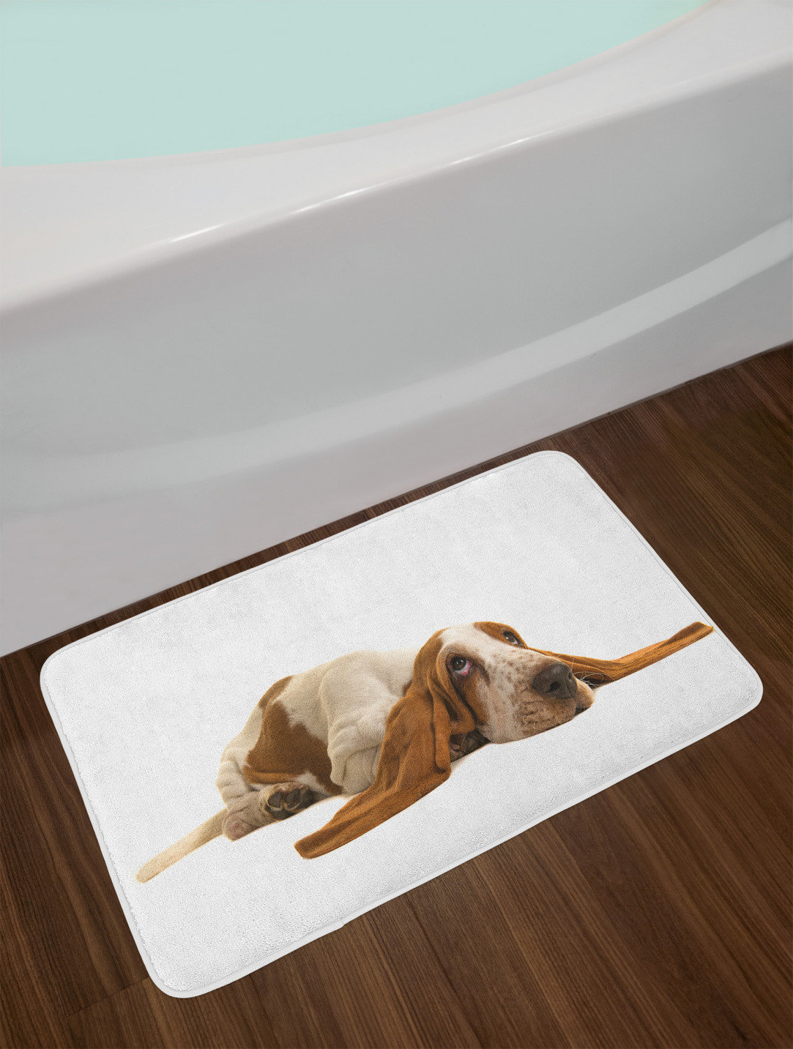 East Urban Home Long Eared Dog Lying Down Bath Rug | Wayfair
