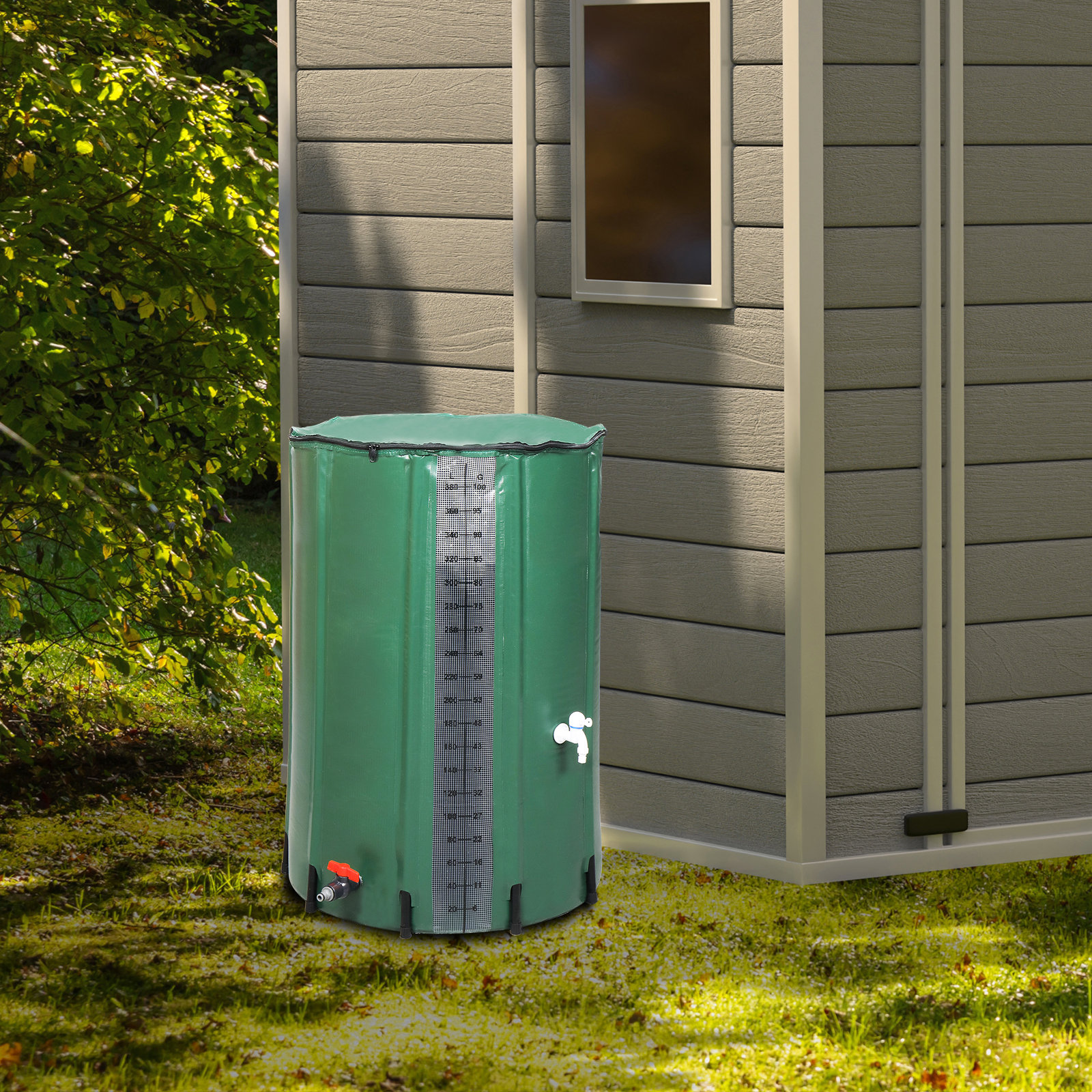 Winado 100 Gal. Weather Resistant Plastic Rain Barrel with Hose ...