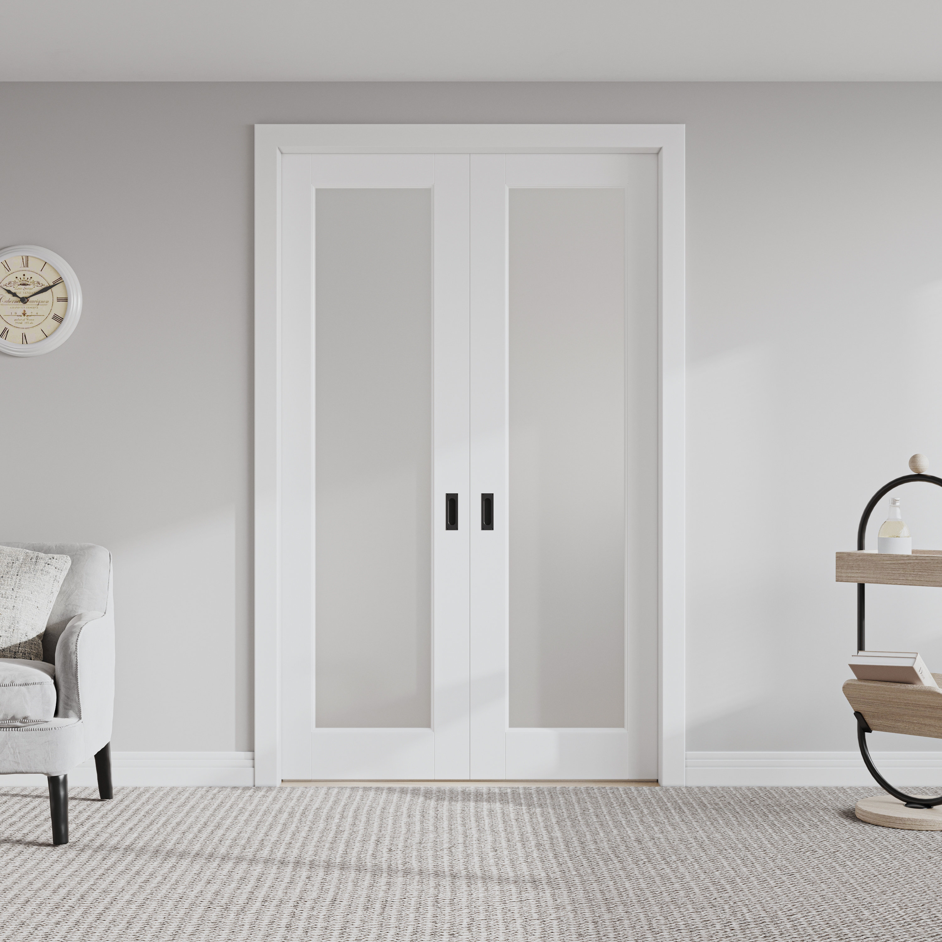 Home Worthy Frosted Glass Double Sliding Closet Door With Hardware ...