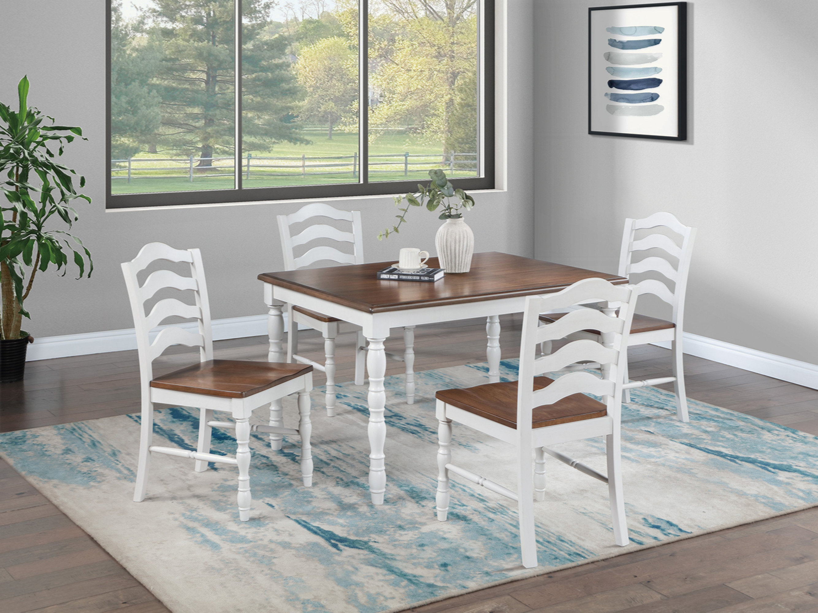 Ophelia & Co. White 5-Pcs Dining Set Dining Table Chairs Unique Legs ...
