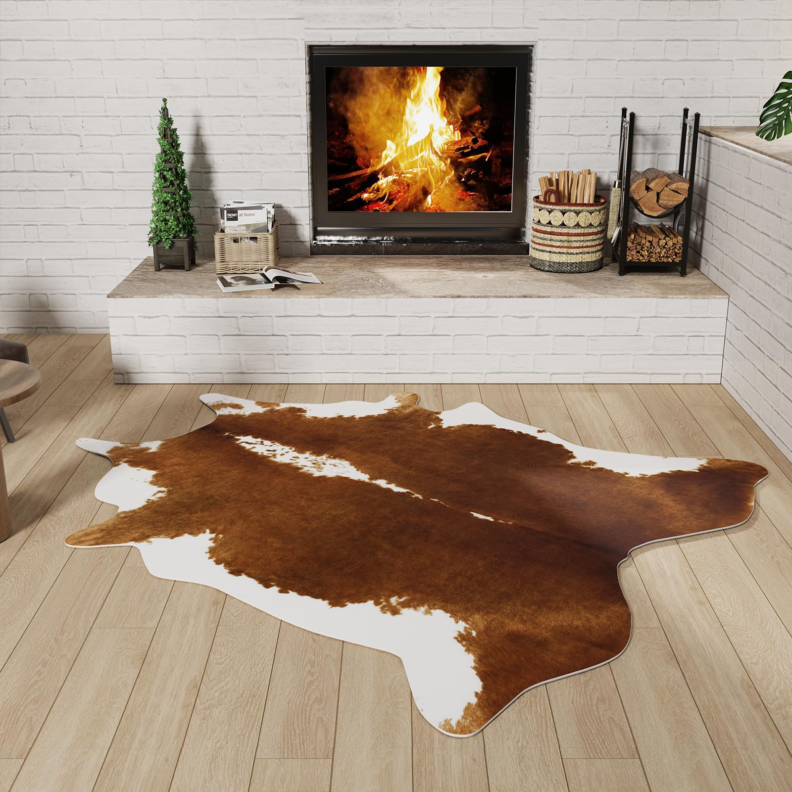 Millwood Pines Premium Cowhide Rug Accent Western Rug 4.6X5.2Ft Faux ...
