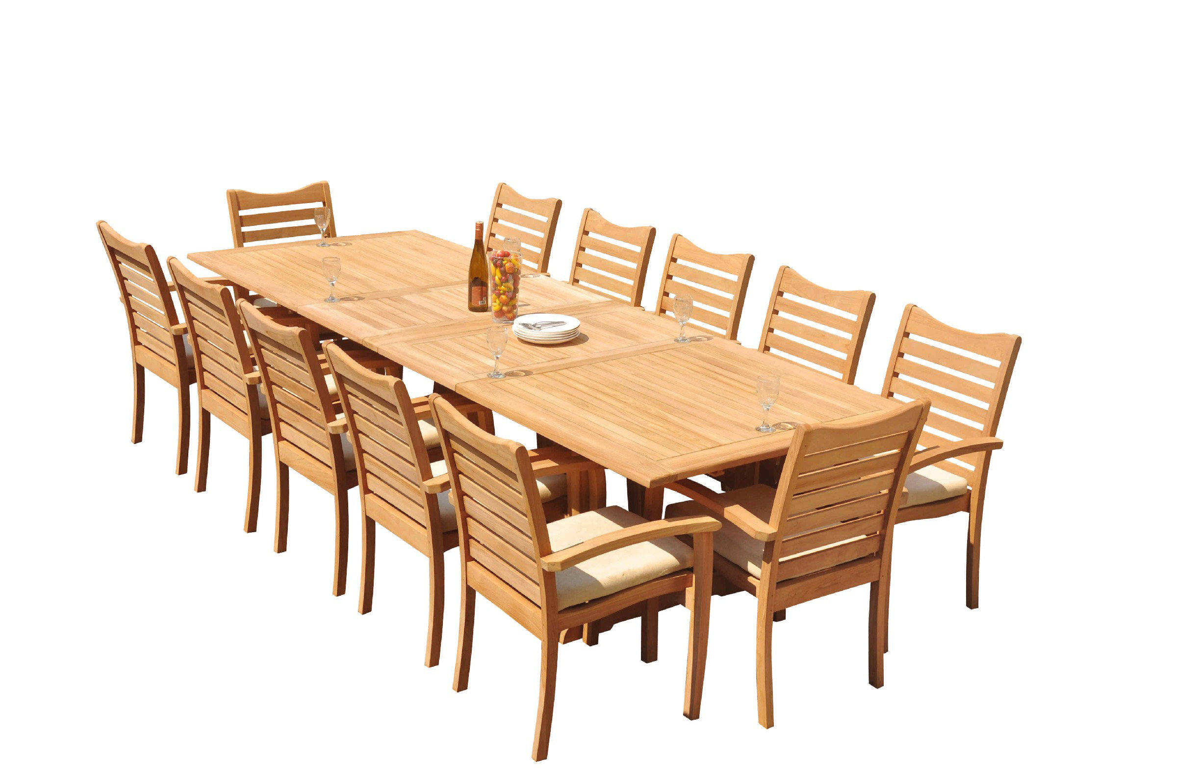 Winston Porter Cin Rectangular 12 - Person 125" Long Teak Dining Set ...