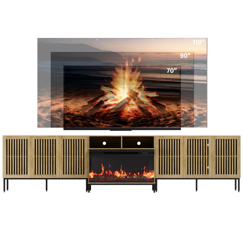 Latitude Run® 3-sided Glass Farmhouse Fireplace Tv Stand For Tvs Up To ...