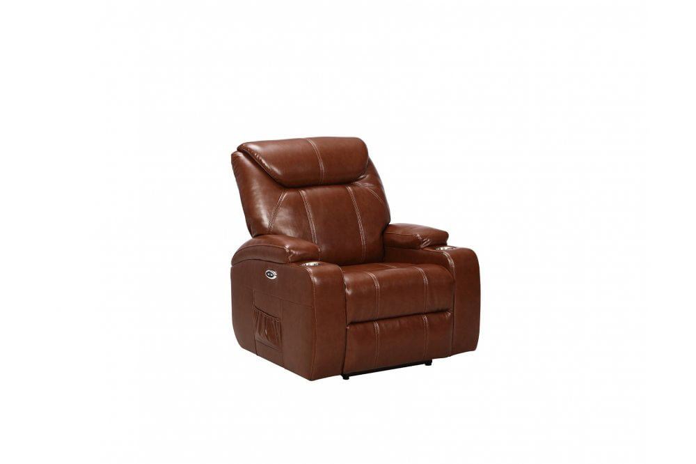 Brayden Studio Cerra Electric Leather Armchair With Two Cup Holders ...