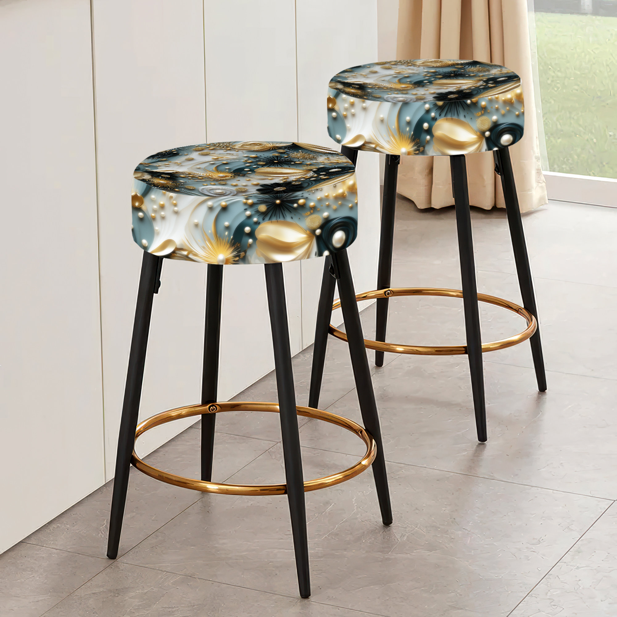 Design Art Golden Sparkling Dazzle Glam - Glam Bar Stools Set Of 2 ...