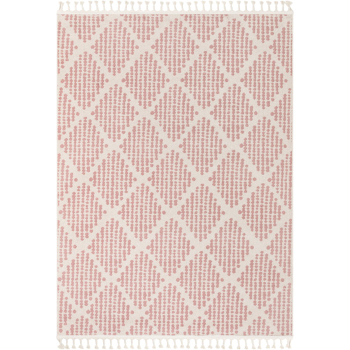 Well Woven Loop-De-Loop Geometric Machine Woven Blush Area Rug ...